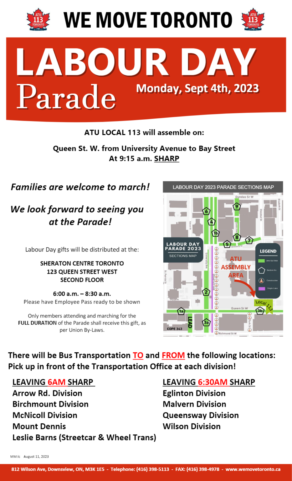 Notice - Labour Day Parade (Monday, September 4 2023)